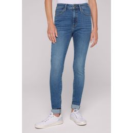 SOCCX Damen Slim-fit-Jeans, blau, Gr. 26, unifarben, Denim/Jeans, Material: 86% Baumwolle, 12% Polyester, 2% Elasthan, Jeans, mit hoher Leibh&ouml;he