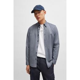 BOSS Orange Herren Businesshemd "Rickert", blau, Gr. M, unifarben, Web, Obermaterial: 100% Baumwolle, Hemden, mit Button-down-Kragen