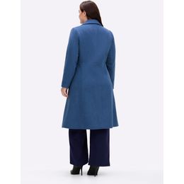 Damen Wollmantel, blau, Gr. 56, sheego by Joe Browns, unifarben, unifarben mit Farbeinsatz, unifarben mit Farbeins&auml;tzen, 90% Polyester, 10% Wolle,