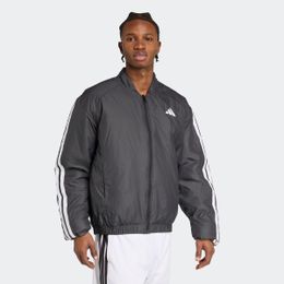 Herren Bomberjacke "ESSENTIALS CLIMAWARM 3-STREIFEN ISOLIERTE", grau, Gr. L, adidas Sportswear, Obermaterial: 100% Polyester, Jacken