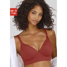 Lascana Damen Push-up-BH "COMFY BRA", Gr. 85, rot, Piqu&eacute;, Obermaterial: 50% Baumwolle, 33% Polyamid, 14% Polyester, 3% Elasthan, Basic, BHs, ohne