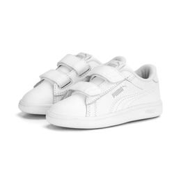 Puma Kinder Sneaker "Smash 3.0 Sneakers Kinder", Gr. 26, wei&szlig;, Obermaterial: Kuhleder, Textil, Synthetik, Leder. Futter: Textil. Innensohle: Textil.