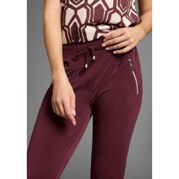 Laura Scott Damen Jogger Pants, rot, Gr. 34, Jersey, Obermaterial: 95% Polyester, 5% Elasthan, Hosen, mit Rei&szlig;verschlusstaschen