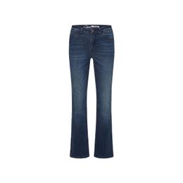 SOCCX Damen Regular-fit-Jeans, blau, Gr. 34, Abriebeffekte, Denim/Jeans, Material: 72% Baumwolle, 27% Polyester, 1% Elasthan, Jeans, mit