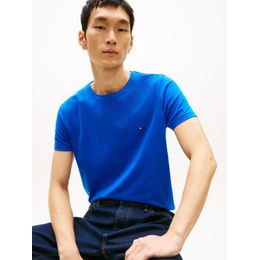 Tommy Hilfiger Herren T-Shirt "STRETCH SLIM FIT", blau, Gr. S, Jersey, Obermaterial: 96% Baumwolle, 4% Elasthan, Shirts, unifarben, casual, slim fit,