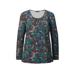 GOLDNER Damen Langarmshirt "Kurzgr&ouml;&szlig;e Druckshirt", bunt, Gr. 19, Obermaterial: 95% Viskose CV. 5% Elasthan EL., Shirts, Kaschierender Effekt