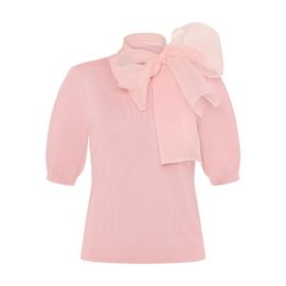 Zero Damen Kurzarmshirt "Damen mit Schleife", rosa, Gr. 40, unifarben, Obermaterial: 70% Viskose, 30% Polyester, Shirts, drapiert / gerafft