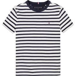 Tommy Hilfiger Jungen T-Shirt "ESSENTIAL COTTON TEE S/S", blau, Gr. 3, gestreift, Single Jersey, Obermaterial: 100% Baumwolle, Shirts, mit