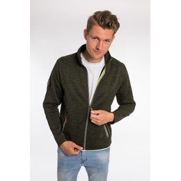 DEPROC Active Herren Strickfleecejacke "LACEWOOD MEN", gr&uuml;n, Gr. 52, Fleece, 100% Polyester, Jacken, Kontrastreissverschluss