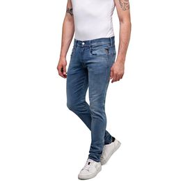 Replay Herren Slim-fit-Jeans "ANBASS HYPERFLEX BIO", blau, Gr. 32, Denim/Jeans, Obermaterial: 88% Baumwolle, 8% Polyester, 4% Elasthan, Jeans, mit