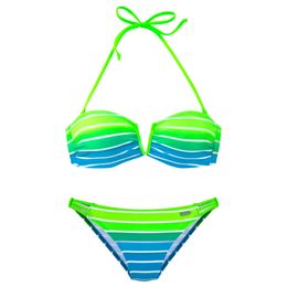 Venice Beach Damen Bandeau-Bikini, gr&uuml;n, Gr. 32, Farbverlauf, Polyamid, Bikini-Sets, mit herausnehmbaren Cups, abnehmbare Tr&auml;ger, mit seitlichen