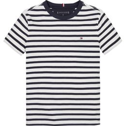 Tommy Hilfiger Jungen T-Shirt "ESSENTIAL COTTON TEE S/S", blau, Gr. 80, gestreift, Single Jersey, Obermaterial: 100% Baumwolle, Shirts, mit