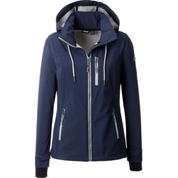 DEPROC Active Damen Softshelljacke "DECORAH PEAK V WOMEN", blau, Gr. 40, Softshell, 96% Polyester. 4% Elasthan, Jacken, mit abnehmbarer Kapuze