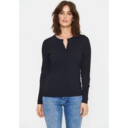 Saint Tropez Damen Strickjacke "A8661, MilaSZ R-Neck Cardigan", blau, Gr. S, unifarben, Strick, Obermaterial: 80% Viskose, 20% Polyamid,