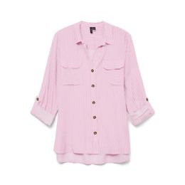 V&eacute;ro Moda VERO MODA Damen Hemdbluse "VMBUMPY L/S SHIRT NEW WVN GA NOOS"bonbon stripes:eva snow wei&szlig;, Gr. M, gestreift, Web, Obermaterial: 100% Viskose, Blusen,