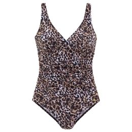 Lascana Damen Badeanzug, braun, Gr. 54, Polyamid, Badeanz&uuml;ge, mit Raffung vorn und Shaping-Effekt