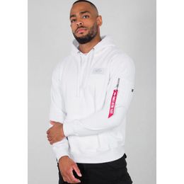 Herren Kapuzensweatshirt "BACK PRINT HOODY", wei&szlig;, Gr. M, Alpha Industries, bedruckt, angeraute Sweatware, Obermaterial: 80% Baumwolle, 20%
