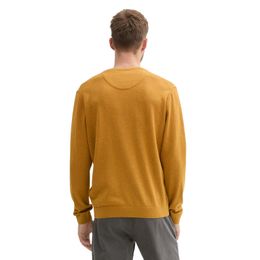 Tom Tailor Herren V-Ausschnitt-Pullover, gelb, Gr. XXL, meliert, Strick, Obermaterial: 100% Baumwolle, Pullover, mit kleiner Logo-Stickerei
