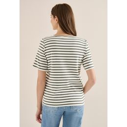 Cecil Damen T-Shirtkhaki, Gr. XXL, bedruckt, gestreift, Web, 95% Baumwolle, 5% Elasthan, Shirts, Rundhalsausschnitt