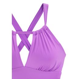 s.Oliver Damen Badeanzug, lila, Gr. 34, unifarben, Microfaser, Polyamid, Badeanz&uuml;ge, mit besonderem Schnitt