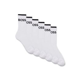BOSS Herren Businesssocken "6P QS Stripe CC", Gr. 39, wei&szlig;, Baumwollmischung, unifarben, Socken, mit BOSS Schriftzug