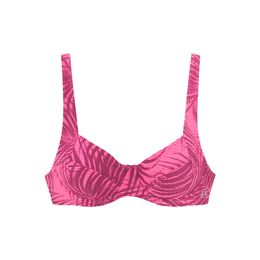 active by Lascana LASCANA ACTIVE Damen B&uuml;gel-Bikini-Top "Coal", rot, Gr. 42, bedruckt, gestreift, Recycling-Polyamid, Bikini-Oberteile, im Mustermix aus Palmen und