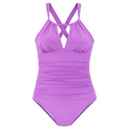 s.Oliver Damen Badeanzug, lila, Gr. 40, unifarben, Microfaser, Polyamid, Badeanz&uuml;ge, mit besonderem Schnitt
