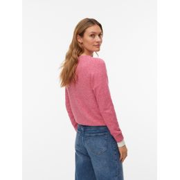 V&eacute;ro Moda VERO MODA Damen Rundhalspullover "VMDOFFY LS O-NECK BLOUSE GA NOOS", pink, Gr. L, meliert, Strick, Obermaterial: 94% Polyester, 3% Elasthan, 3%