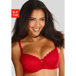 Vivance Damen Schalen-BH, Gr. 90, rot, Microtouch, Obermaterial: 63% Polyamid, 27% Polyester, 10% Elasthan, BHs, aus Spitze in Leo-Optik im modischen