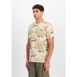 T-Shirt Alpha Industries "Backprint T-Shirt Camo", Herren, Gr. L, desert camo 91, Obermaterial: 100% Baumwolle, Shirts T-Shirt