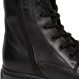 Tamaris Damen Schn&uuml;rboots, Gr. 37, schwarz, Leder, Lederimitat, leicht gl&auml;nzend, unifarben, Schuhe, Schn&uuml;rstiefelette, Chunky Boots mit