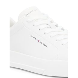 Tommy Hilfiger Herren Sneaker "TH COURT LTH DETAIL ESS", Gr. 48, wei&szlig;, Leder, Lederimitat, unifarben mit Farbeinsatz, Schuhe, Freizeitschuh,