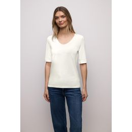 Street One Damen T-Shirtsanftes wei&szlig;, Gr. 34, unifarben, Web, 50% Modal, 50% Baumwolle, Shirts, mit V-Ausschnitt