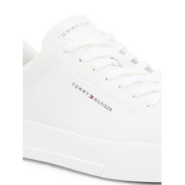Tommy Hilfiger Herren Sneaker "TH COURT LTH DETAIL ESS", Gr. 47, wei&szlig;, Leder, Lederimitat, unifarben mit Farbeinsatz, Schuhe, Freizeitschuh,