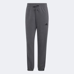Damen Sporthose "ESSENTIALS 3-STREIFEN FRENCH TERRY CUFFED"grau six, schwarz, normal, gr., Gr. S, adidas Sportswear, Obermaterial: 55% Baumwolle, 36%