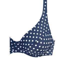 Lascana Damen B&uuml;gel-Bikini, blau, Gr. 48, gepunktet, Polyamid, Bikini-Sets, mit modischen Punkten
