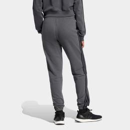 Damen Sporthose "ESSENTIALS 3-STREIFEN FRENCH TERRY CUFFED"grau six, schwarz, normal, gr., Gr. XS, adidas Sportswear, Obermaterial: 55% Baumwolle,