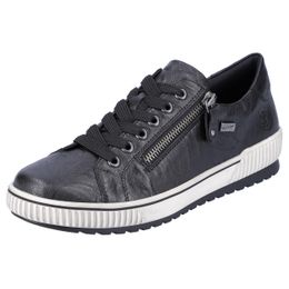 Remonte Damen Plateausneaker, Gr. 44, schwarz, Leder, Schuhe, Freizeitschuh, Halbschuh, Schn&uuml;rschuh mit Au&szlig;enrei&szlig;verschluss