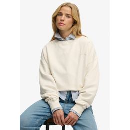 Superdry Damen Sweatshirt "ESSENTIAL LOGO CREW", beige, Gr. M, unifarben, Sweatware, Obermaterial: 100% Baumwolle, Sweatshirts, aus Baumwolle und
