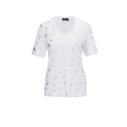 GOLDNER Damen Print-Shirt "Topmodisches Shirt mit gl&auml;nzendem Druck", silber, Gr. 44, Obermaterial: 95% Viskose CV. 5% Elasthan EL., Shirts, Ohne