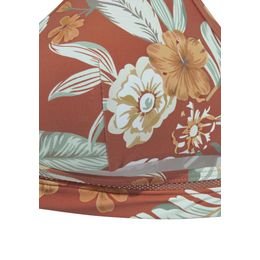 Sunseeker Damen Triangel-Bikini-Top "Suva", rot, Gr. 36, floral, Microfaser, Polyamid, Bikini-Oberteile, mit Mesh-Einsatz und Wickeloptik