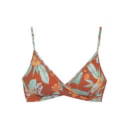 Sunseeker Damen Triangel-Bikini-Top "Suva", rot, Gr. 40, floral, Microfaser, Polyamid, Bikini-Oberteile, mit Mesh-Einsatz und Wickeloptik