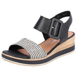 Remonte Damen Sandalette "ELLE-Collection", Gr. 43, beige, Bast, Leder, Schuhe, Sommerschuh, Sandale, Bequemschuh mit Klett unter der Zierschnalle