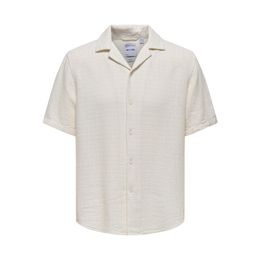 Only & Sons ONLY & SONS Herren Kurzarmhemd "ONSLATHAM RLXSS RESORT LINEN STRUC 0257", wei&szlig;, Gr. XXL, unifarben, Web, Obermaterial: 55% Leinen, 45% Viskose, Hemden