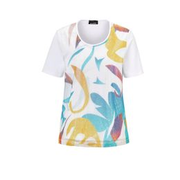 GOLDNER Damen Kurzarmshirt "Shirt mit Rundhalsausschnitt", wei&szlig;, Gr. 40, Obermaterial: 92% Baumwolle CO. 8% Elasthan EL., Shirts, keine/nicht relevant