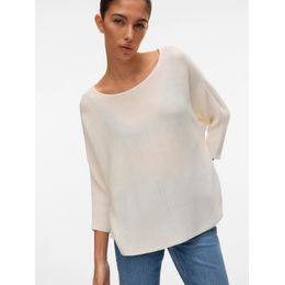 V&eacute;ro Moda VERO MODA Damen 3/4 Arm-Pullover "VMNORA 3/4 BOATNECK BLOUSE NOOS", wei&szlig;, Gr. XS, unifarben, Rippstrick, Obermaterial: 63% Polyester, 34% Viskose, 3%