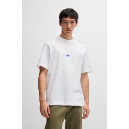 HUGO BLUE Herren T-Shirt "Nieros", wei&szlig;, Gr. L, unifarben, Single Jersey, Obermaterial: 100% Baumwolle, Shirts, mit Logo-Patch