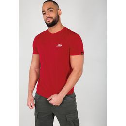 Herren Rundhalsshirt "BASIC T SMALL LOGO", rot, Gr. S, Alpha Industries, bedruckt, Single Jersey, Obermaterial: 100% Baumwolle, Shirts, Baumwolle,