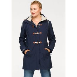 Kangaroos Damen Softshelljacke, blau, Gr. 50, unifarben, Softshell, Fellimitat: 100% Polyester. Obermaterial: 96% Polyester, 4% Elasthan. Futter: