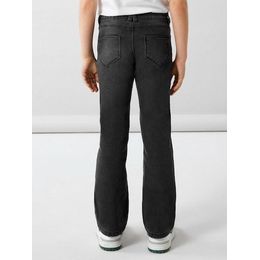 name it M&auml;dchen Bootcut-Jeans "NKFPOLLY SKINNY BOOT JEANS 1142-AU NOOS", blau, Gr. 128, leichte Abriebeffekte, Denim/Jeans, Obermaterial: 69%
